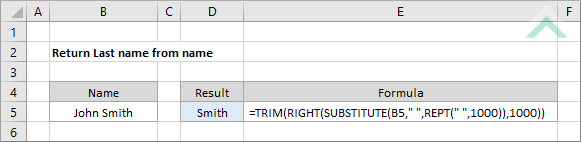 Return Last Name From Name Excel And Vba Exceldome